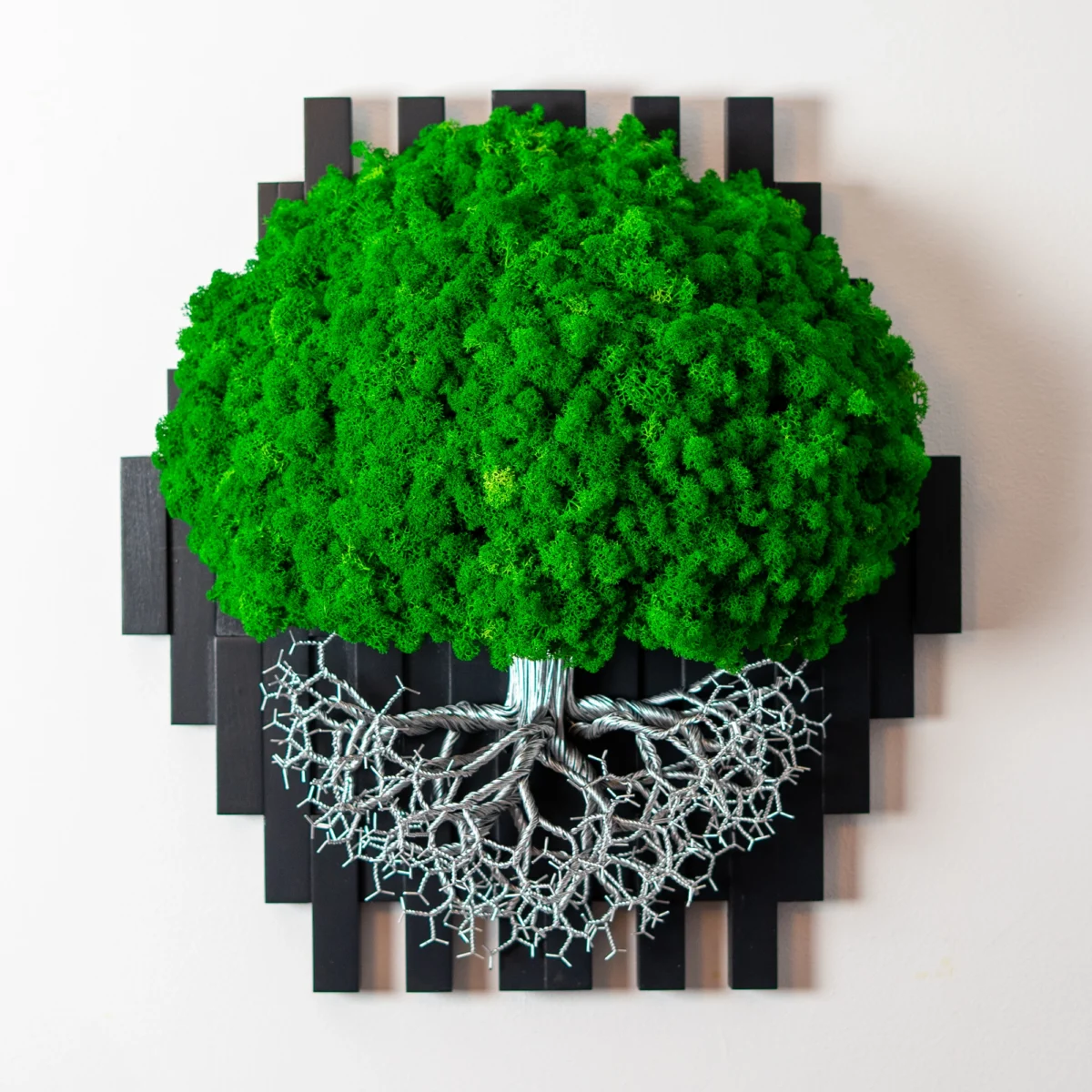 Tablou Licheni Stabilizați 3D | Wiretree | Panou lemn negru | WireTree